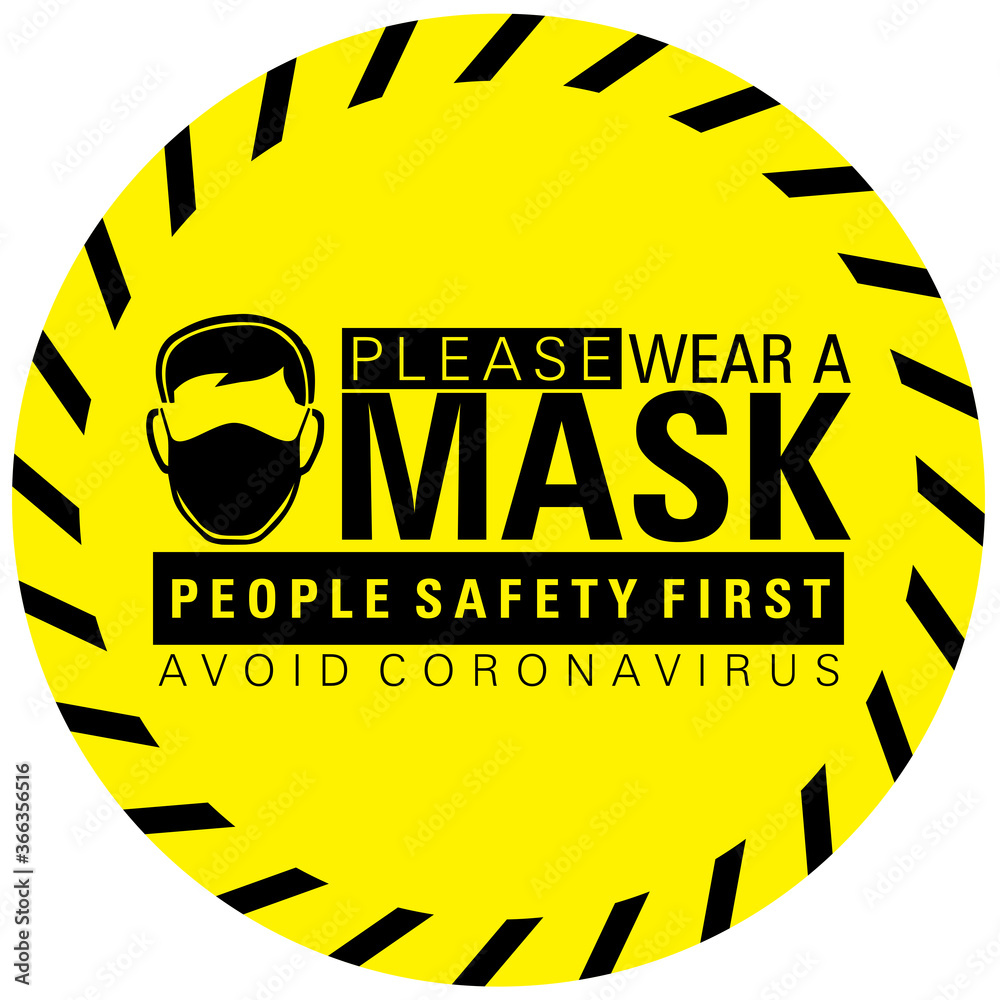 Vector illustration of Warning or Caution sign to Wear a Mask on a ...