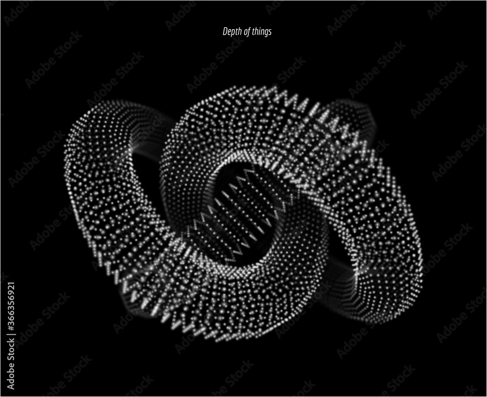 3 D vector of torus knot. Abstract vector element with depth of field ...