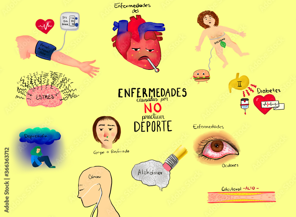 Enfermedades Por No Realizar Deporte Stock Illustration Adobe Stock