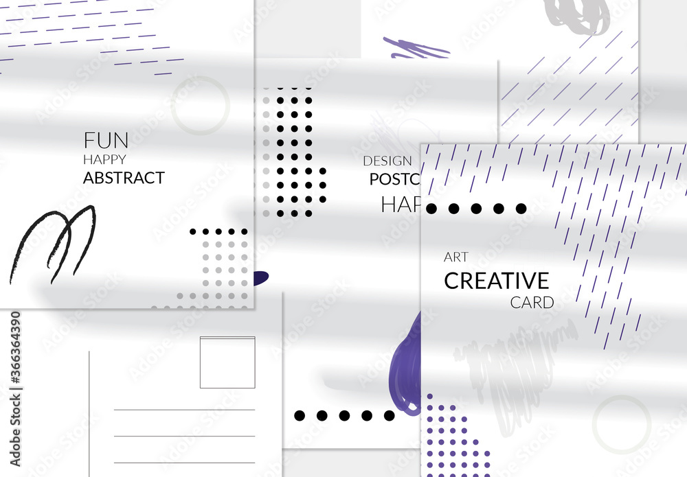 Black Dots and Dashed Texture Vertical Postcard Layout Stock Template ...