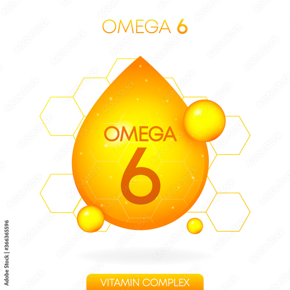 Vitamin omega 6 realistic icon. Pill capsule in the form of a drop ...