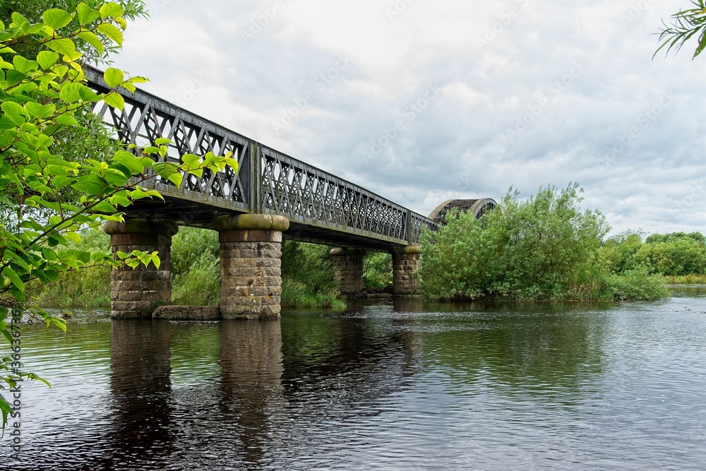The Spey Viaduct and old railway bridge now used as a footbridge over ...
