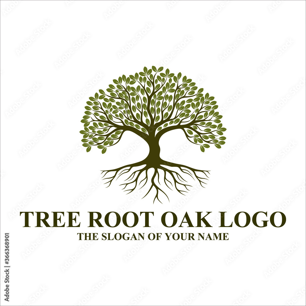 Root Of The Tree logo illustration. Vector silhouette of a tree ...