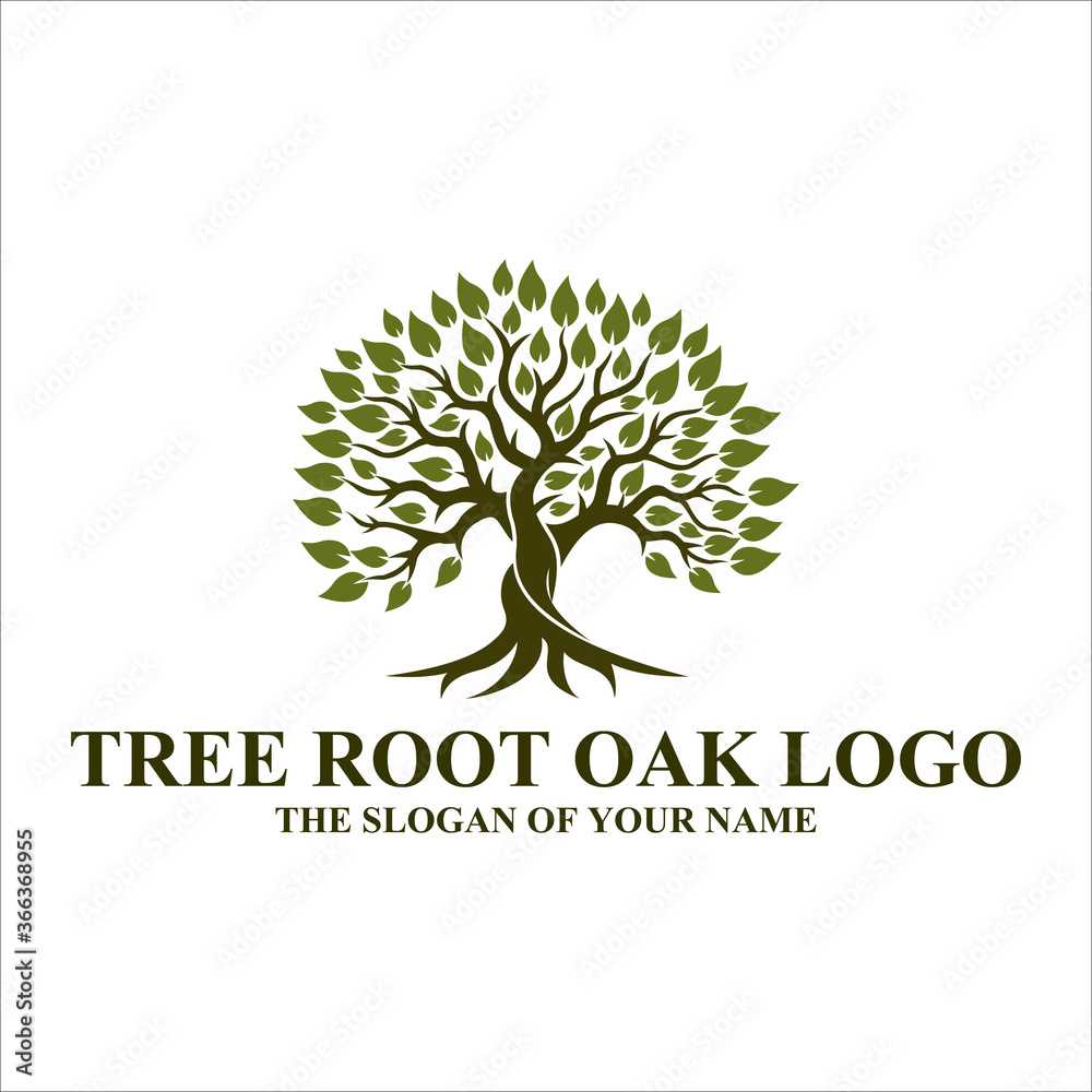 Root Of The Tree logo illustration. Vector silhouette of a tree ...