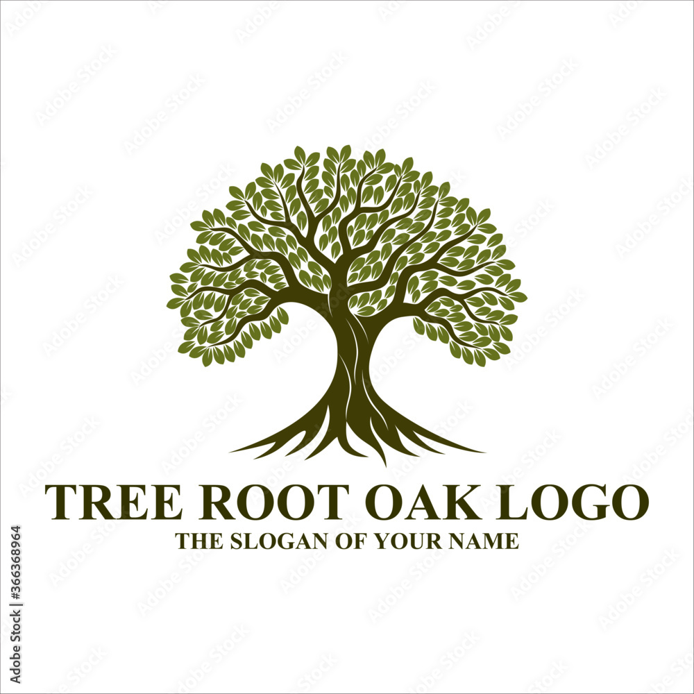 Root Of The Tree logo illustration. Vector silhouette of a tree ...