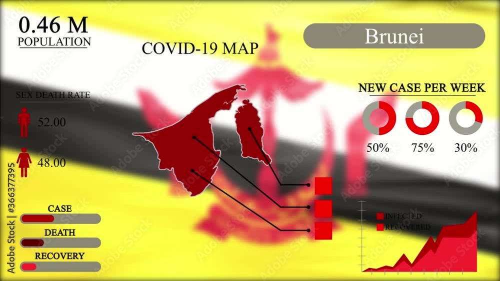 Coronavirus or COVID-19 pandemic in infographic design of Brunei ...