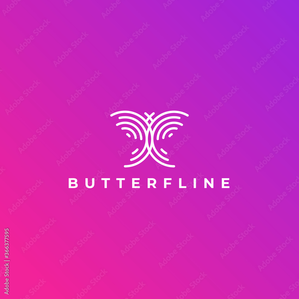 butterfly logo. vector butterfly. butterfly and line. wave water drop ...