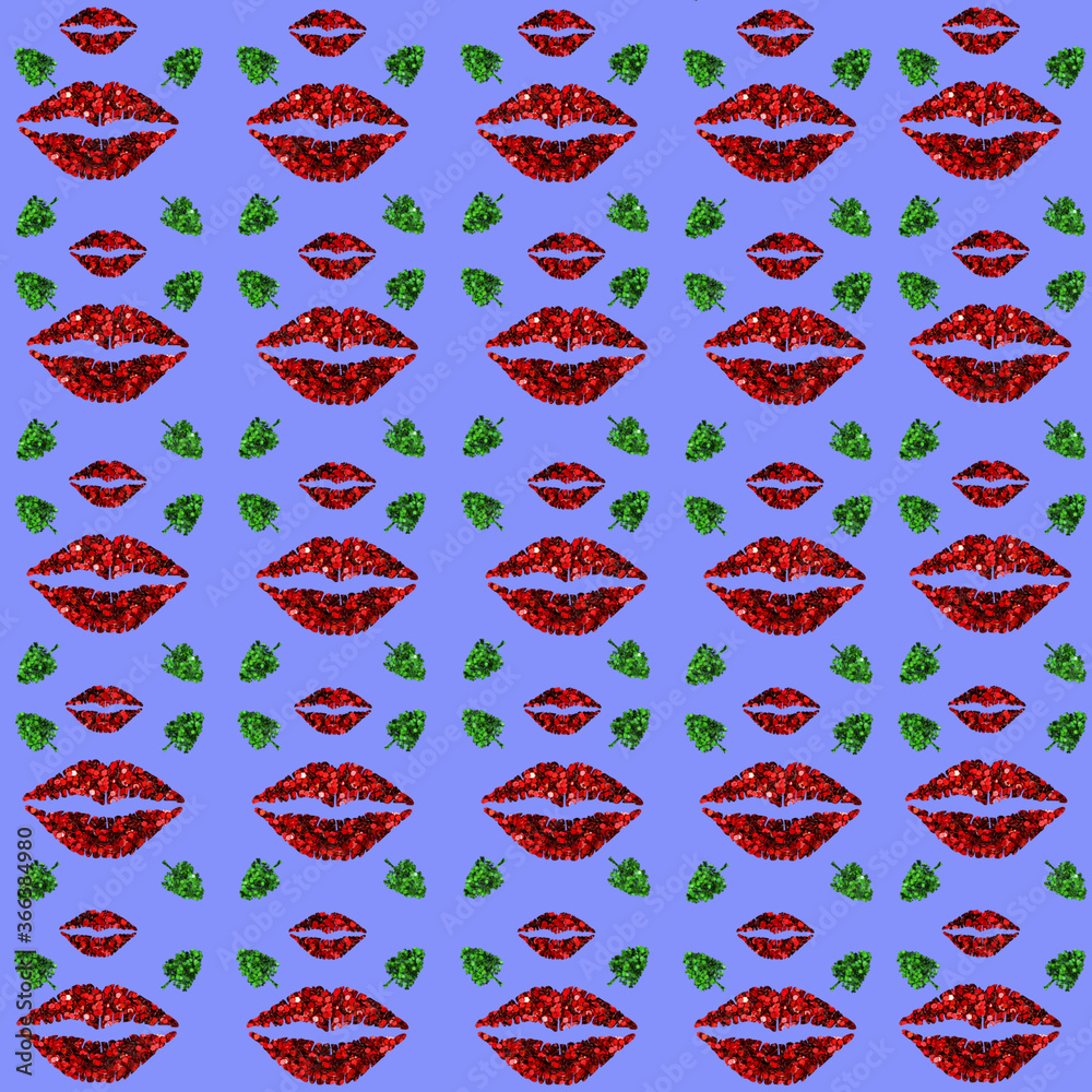 Girl woman Lips Patterns Texture seamless background, 3d illustration ...