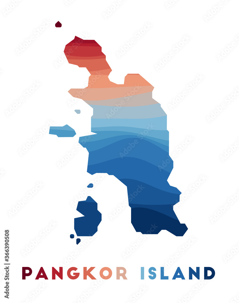 Pangkor Island map. Map of the island with beautiful geometric waves in ...