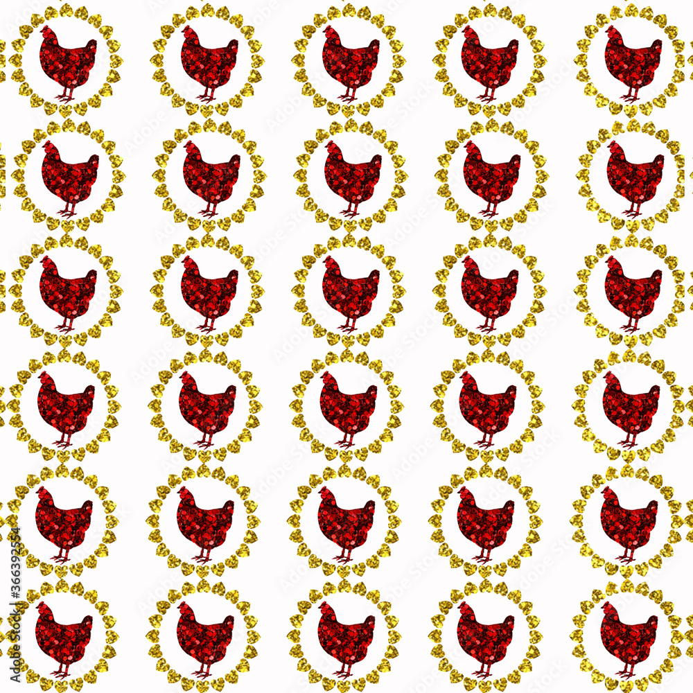 Chicken Animal Patterns Texture seamless background, 3d illustration ...