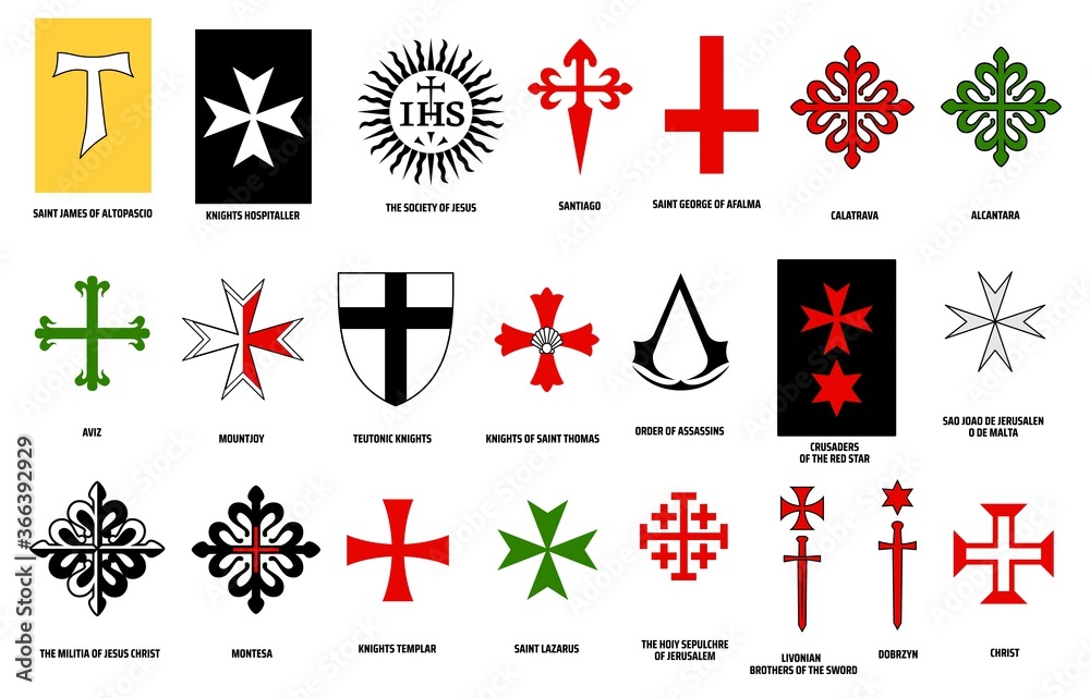 Orders of chivalry vector design of military and religious orders of ...