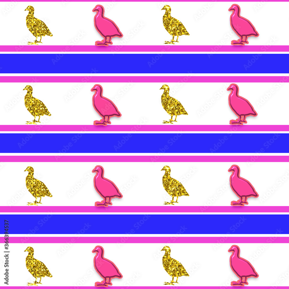 Birds Ducks Patterns Texture seamless background, 3d illustration Stock ...
