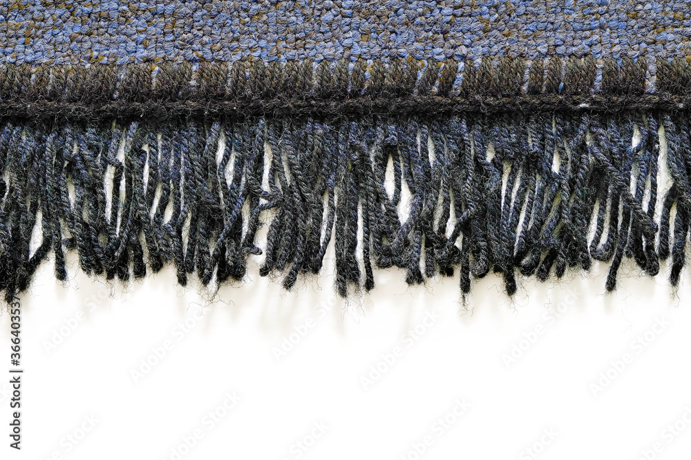 Carpet textile fringe edges on white background, closeup view. Stock ...