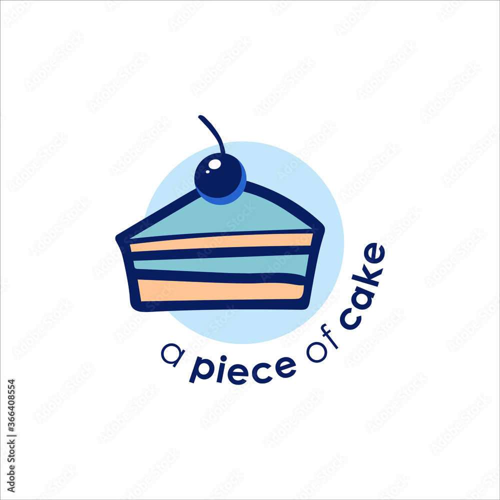 bakery logo badge template craft baked. slice of cake shop vector and ...