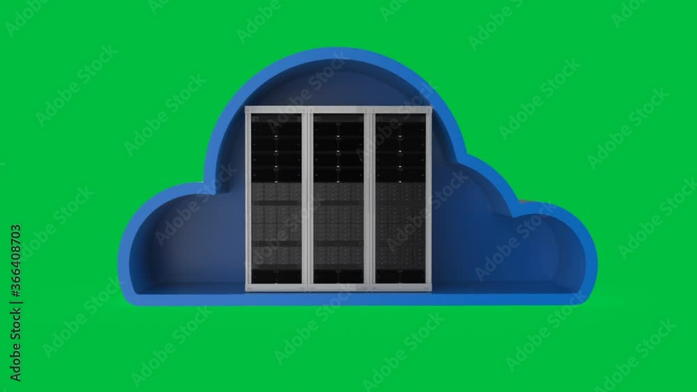 Cloud computing technology with 3d rendering server in cloud on green ...