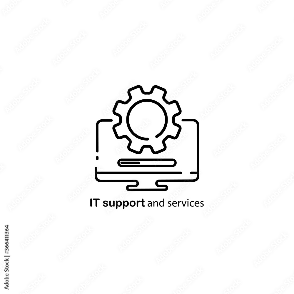 Technical support, computer repair service icon. Vector on isolated ...