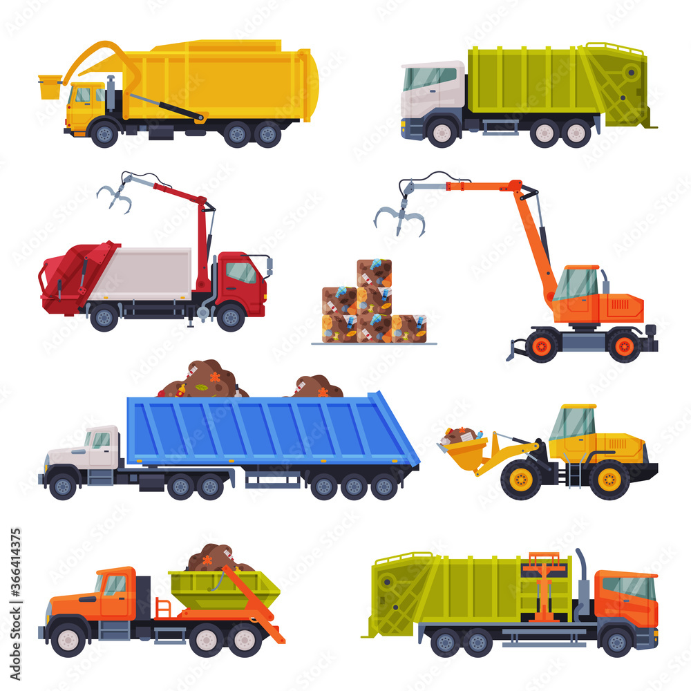 Heavy Special Sanitary Vehicles Set, Garbage Truck, Bulldozer, Waste ...