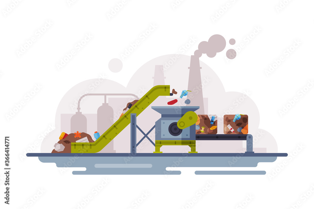 Garbage Recycling Technological Process, Waste Sorting Plant with ...