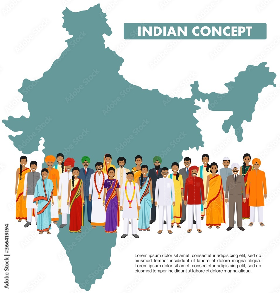 Family and social concept. Group indian young people standing together ...