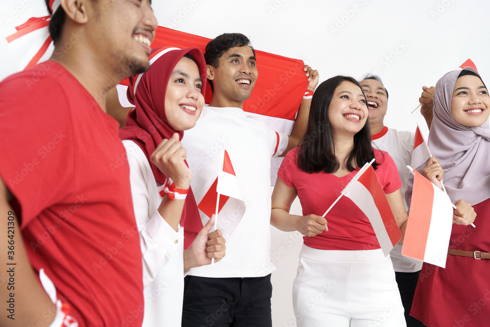 indonesian people during independence day of indonesia over white ...