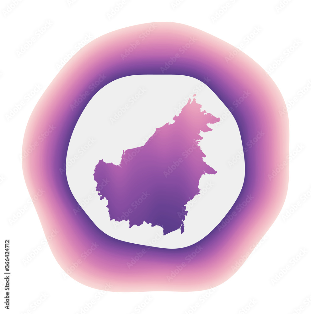 Borneo icon. Colorful gradient logo of the island. Purple red Borneo ...