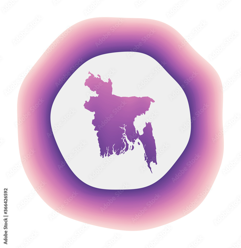 Bangladesh icon. Colorful gradient logo of the country. Purple red ...