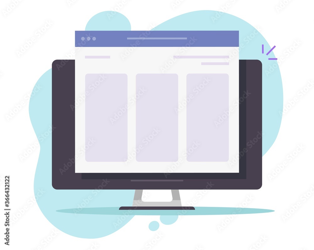 Website in browser window on desktop computer or web site page layout ...