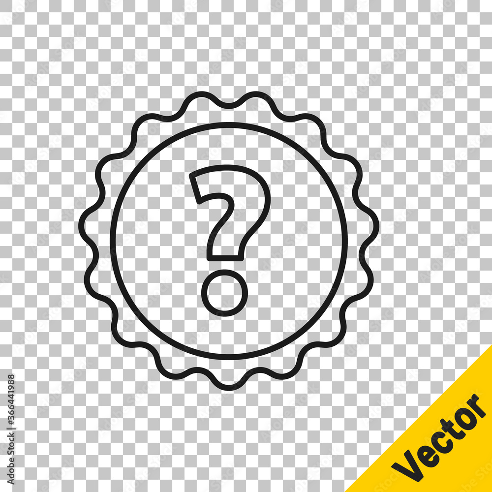 Black line Question mark icon isolated on transparent background. FAQ ...