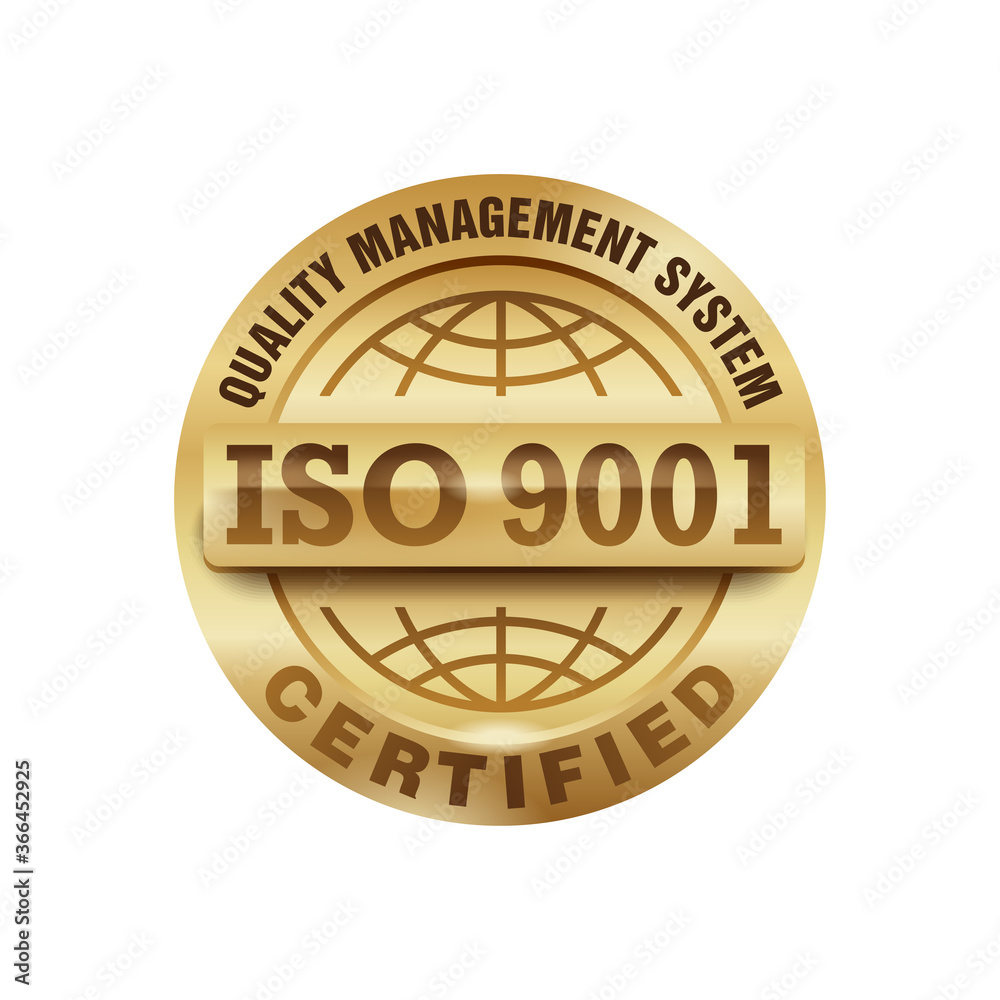 ISO 9001 gold stamp - certification and conformity to international standards - golden medal ...