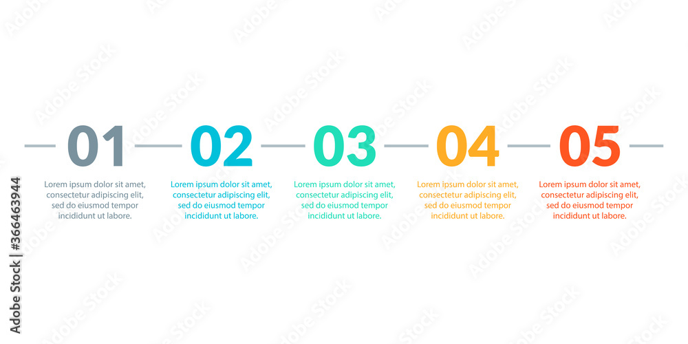 5 steps, options or levels info grapic template. Business process ...