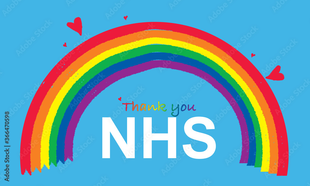Thank you NHS Rainbow blue background vector illustration Stock Vector ...