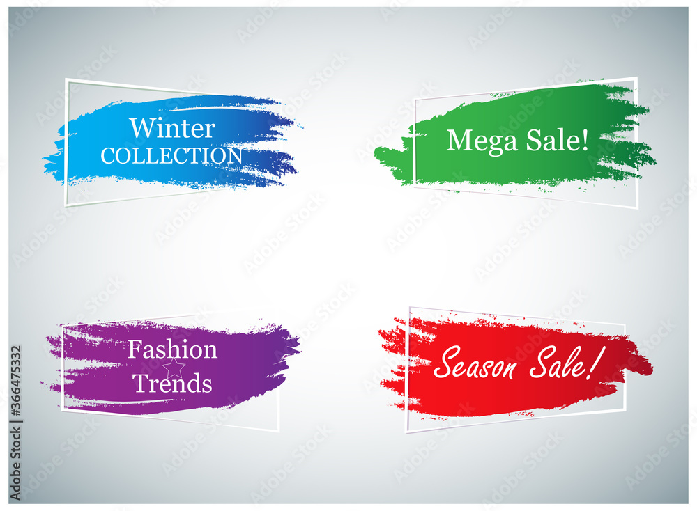 Trendy banner design set isolated on gray background. Modern banner ...