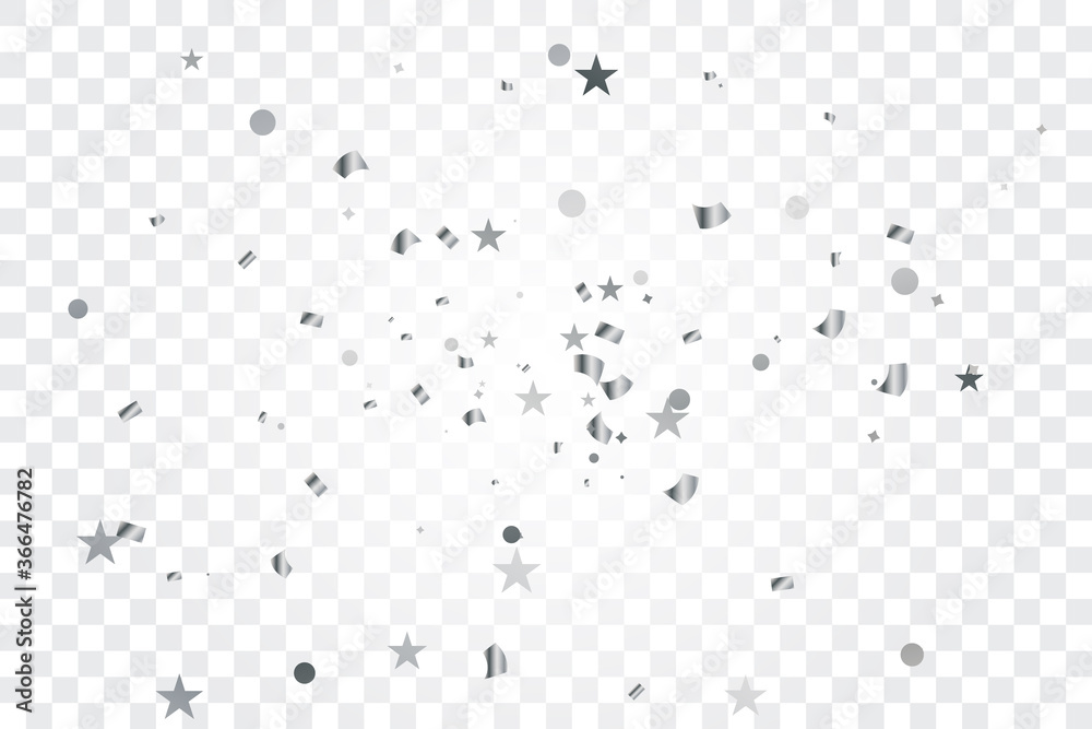 Luxury Silver Confetti On Transparent Background. Celebration & Party ...