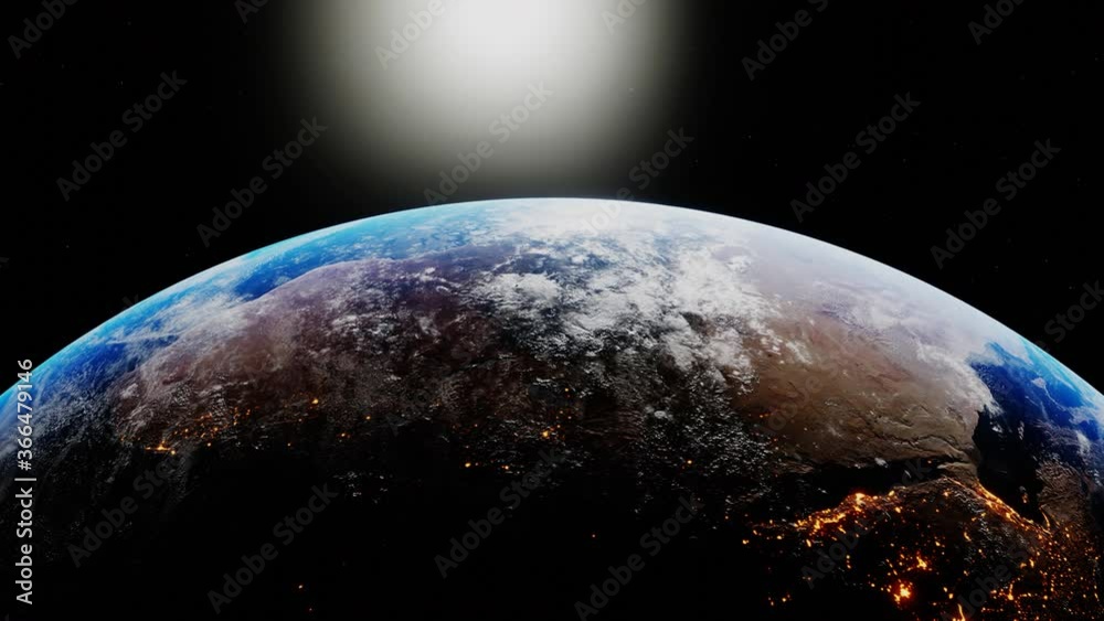 The sun drifts across frame as the earth turns, revealing the ...