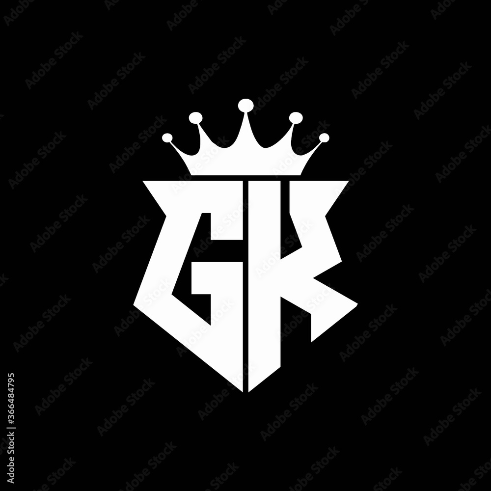 Vetor de gk logo monogram shield shape with crown design template do ...