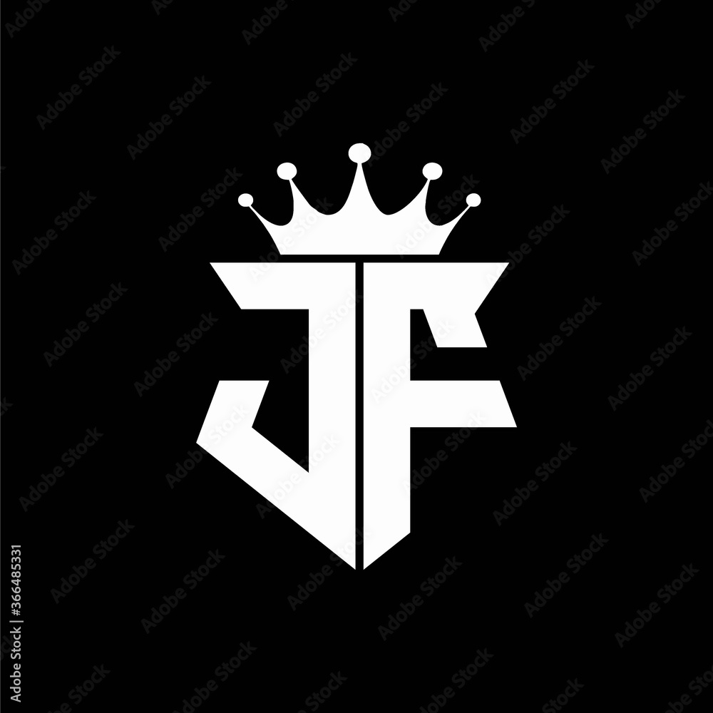 jf logo monogram shield shape with crown design template Stock Vector ...