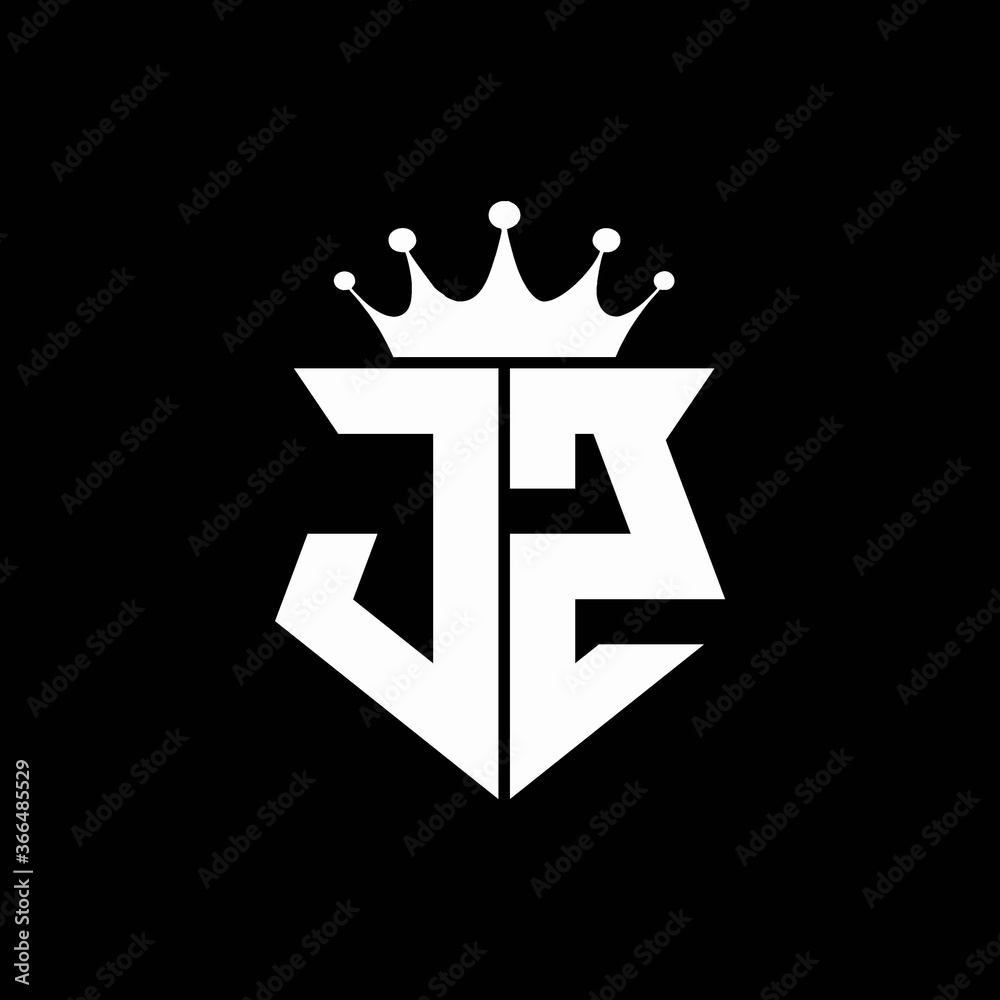 jz logo monogram shield shape with crown design template Stock Vector ...