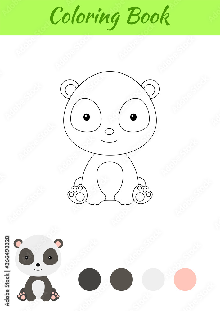 Coloring page little sitting baby panda. Coloring book for kids ...