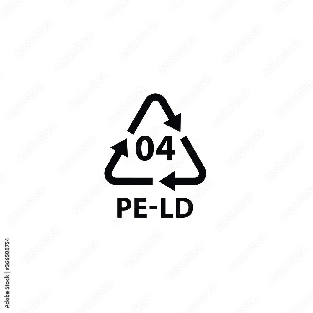 Plastic recycling symbol PE-LD 4 , Plastic code , vector illustration ...