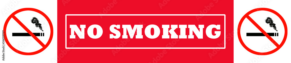 horizontal banner No smoking sign with two symbols prohibit smoker ...