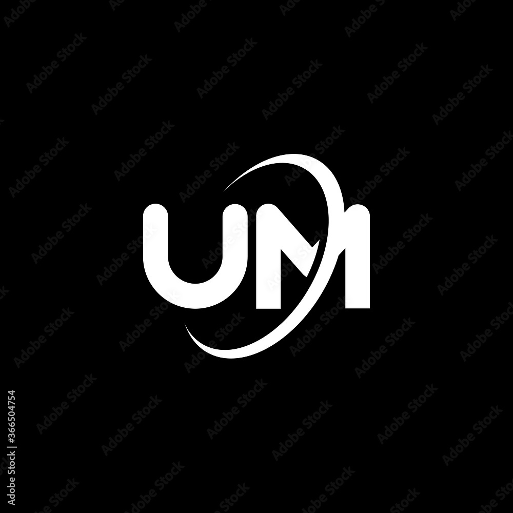 UM U M letter logo design. Initial letter UM linked circle uppercase ...
