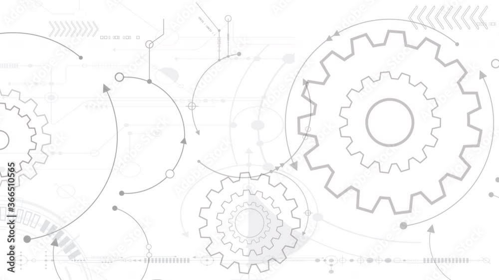 Vidéo Stock Engine gears wheels rotating animation on blueprint ...