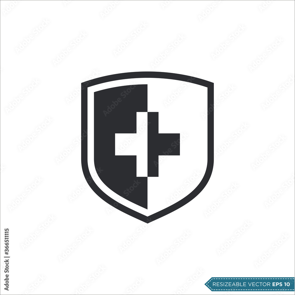 simple cross shield icon logo template Stock Vector | Adobe Stock