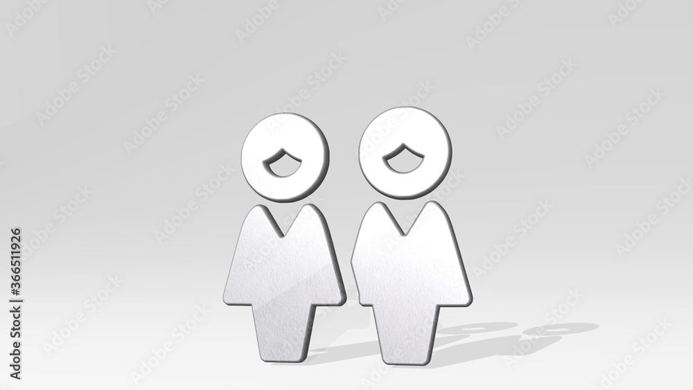 MULTIPLE WOMAN casting shadow from a perspective. A thick sculpture ...