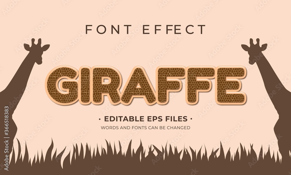 Giraffe font effect. Font effect with giraffe skin vector design. easy ...