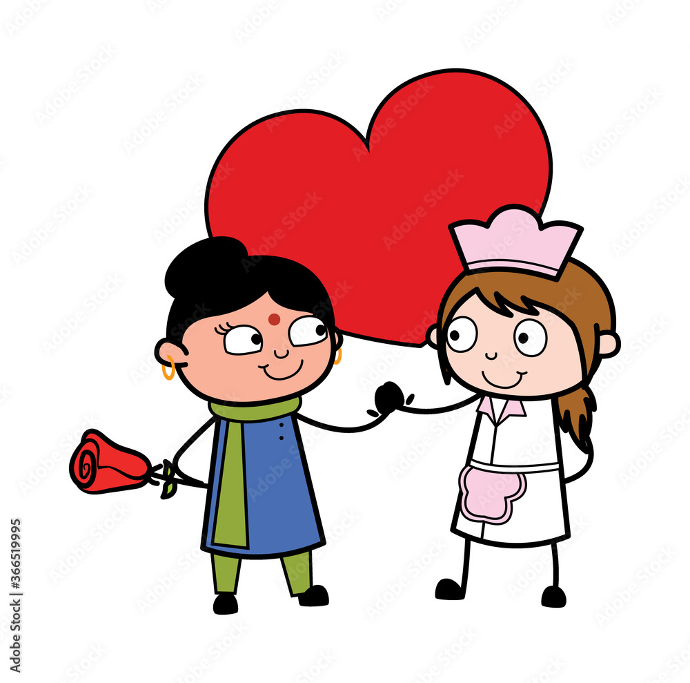 Cartoon Indian Lady in Love Stock Vector | Adobe Stock