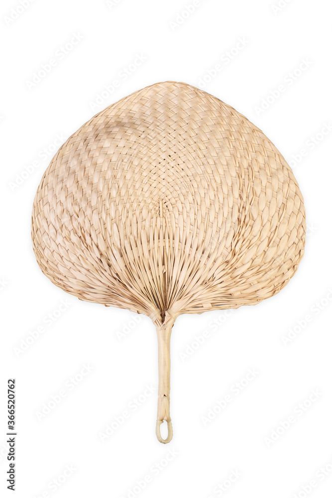 Thailand native weave fan made from palm leaves on white background ...