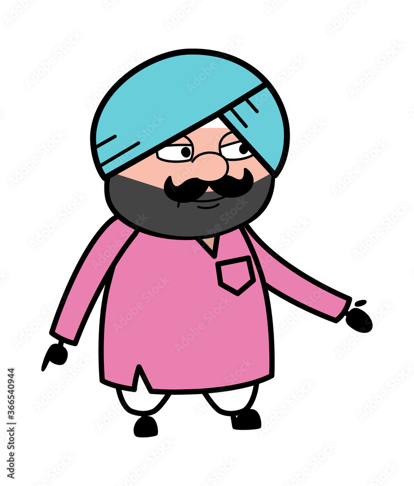 Cute Sardar Expressionless Face Cartoon Stock Vector | Adobe Stock