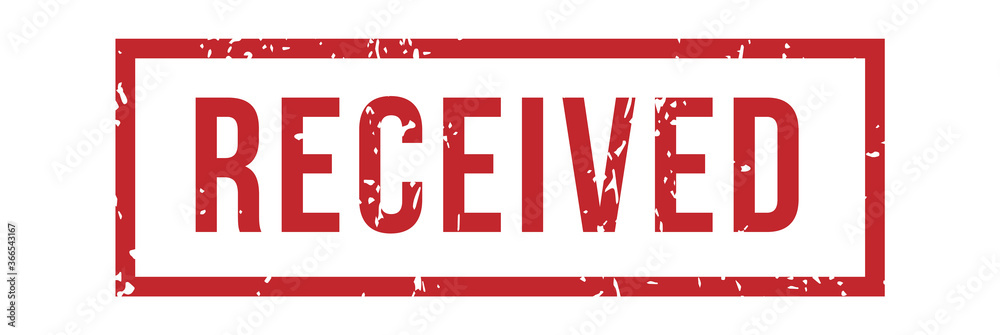 Received rubber stamp in rectangular border or frame. Red steal for ...