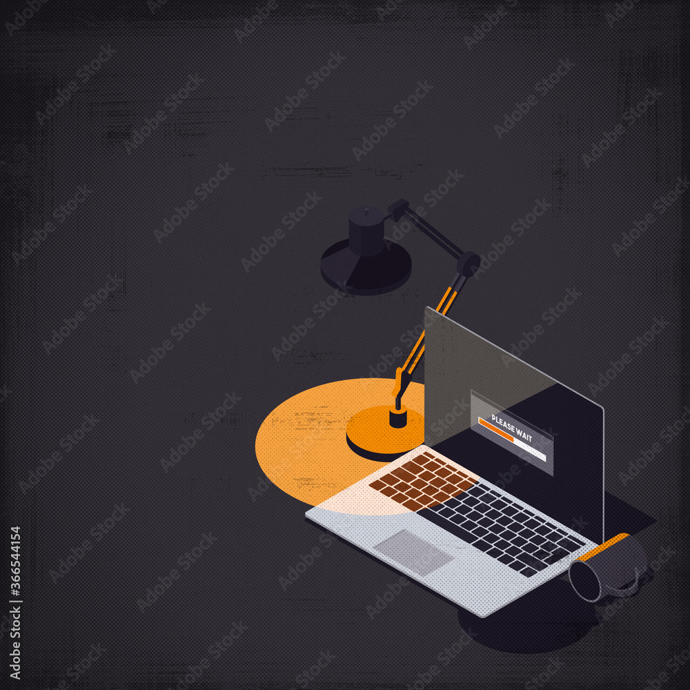 Slow loading progress bar on the laptop Stock Illustration | Adobe Stock